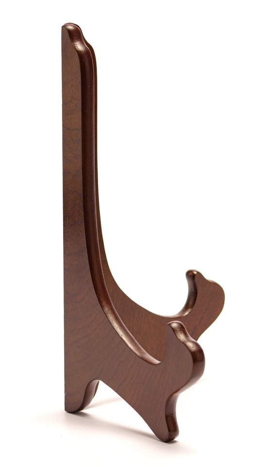 Large Walnut Wooden Display Stand Holder, Brass Hinges : Plate Picture ...