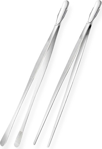 2 Pack 12-Inch Professional Kitchen & Cooking Tweezers Tongs, Extra ...