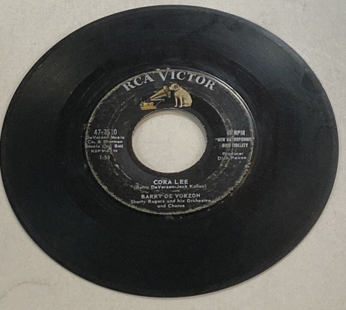 BARRY DE VORZON 45 RPM Record RCA Victor Cora Lee/Blue Green And Gold ...