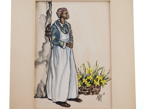 Alice Scott (1924-2005)Original Watercolor South Carolina Gullah woman ...