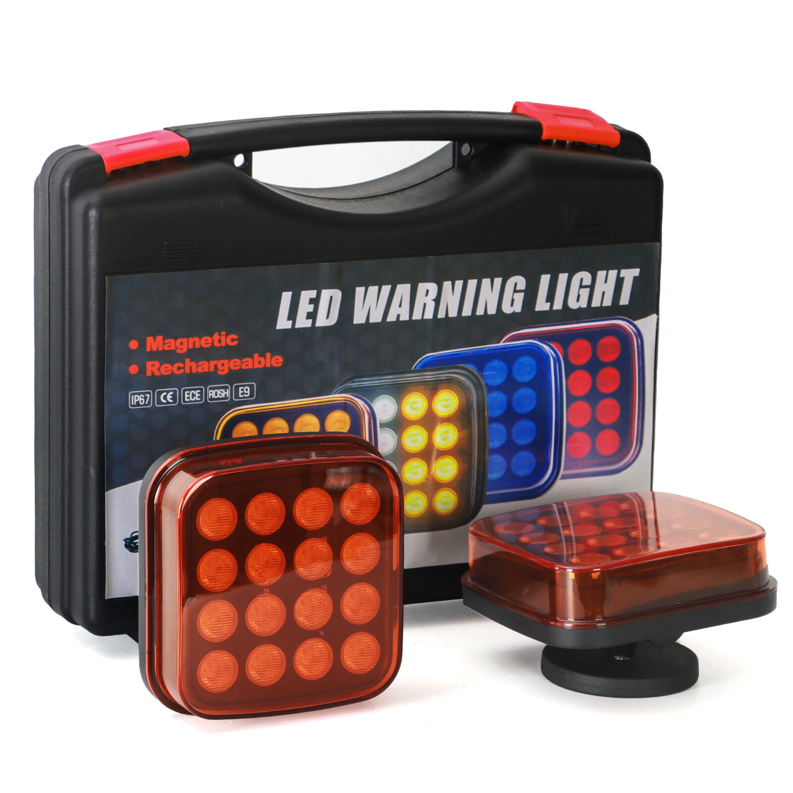 Battery Operated Amber LED Beacon Safety Flashing Lights Warning ...