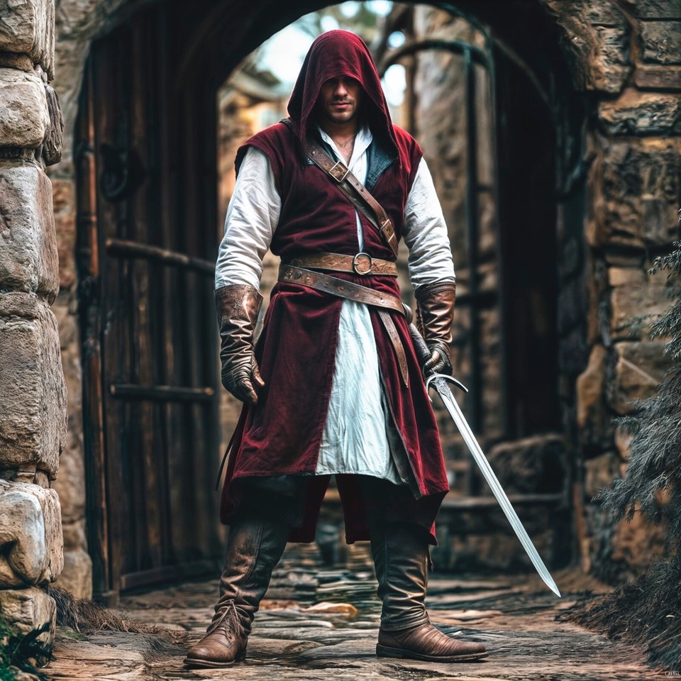 Medieval Mens Surcoat, Linen Hooded Tunic, Renfaire Cape, LARP Ranger ...