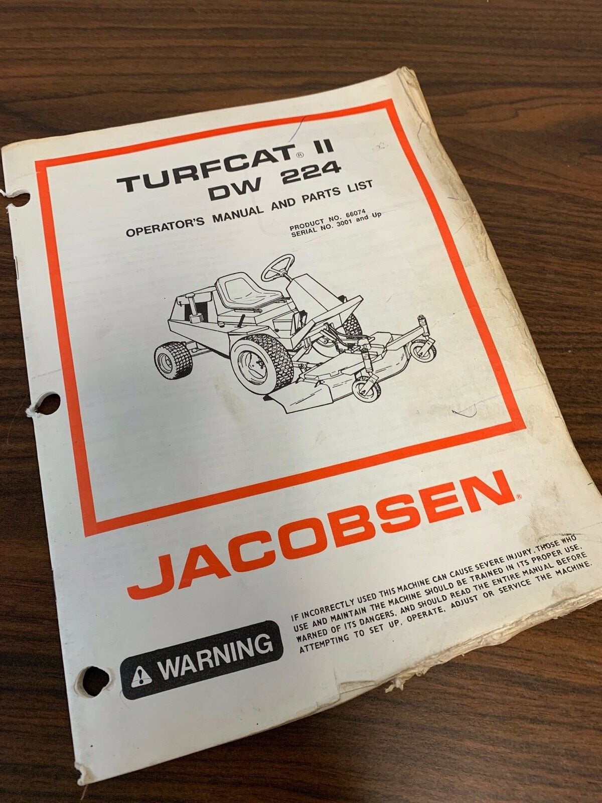 Jacobsen Turfcat 2 II DW 224 DW224 OutFront Rotary Mower Parts Manual ...