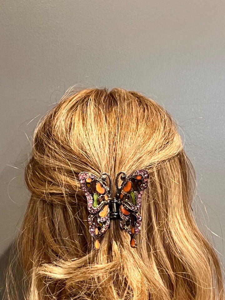 Rhinestone And Metal Butterfly Clip for Thick Hair- Heavy Duty ...