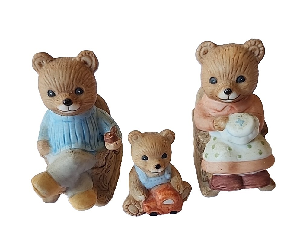 VINTAGE Homco Home Interior #1470 Rocking Chair Bears Figurines Set of ...