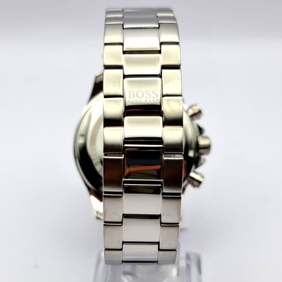 NEW GENUINE BOSS 1512962 IKON SILVER STAINLESS STEEL CHRONO MEN'S WATCH ...
