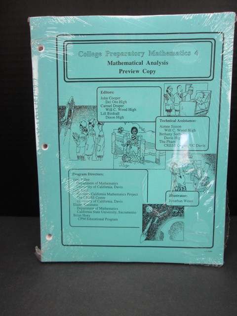 CPM Mathematical Analysis Preview Copy Math Textbook Book v 3.1 2001 ...