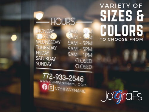 Custom Storefront Business Open Hours | Vinyl Window Decal Sign Style ...