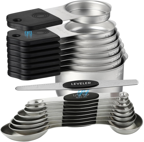 Magnetic Measuring Cups and Spoons Set of 17 Including 8 Stainless ...