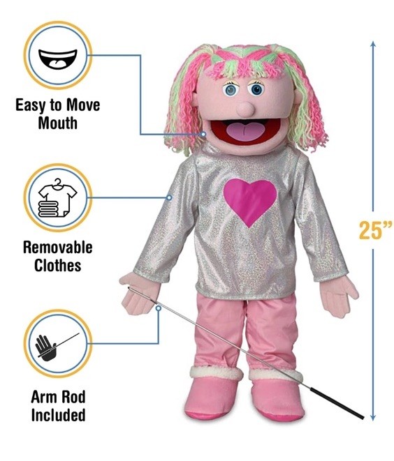 25" Kimmie, Pink Girl, Full Body, Ventriloquist Style Silly Puppet New ...