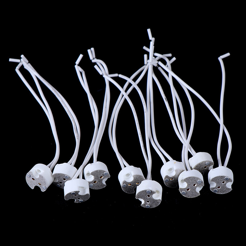 1/5/10pcs MR16 GU5.3 base socket wire connector led lamp ceramic holder ...