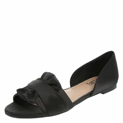 Brash Womens Black Peep Toe Satin Ballet Flats With Bow Sz 6.5 | eBay