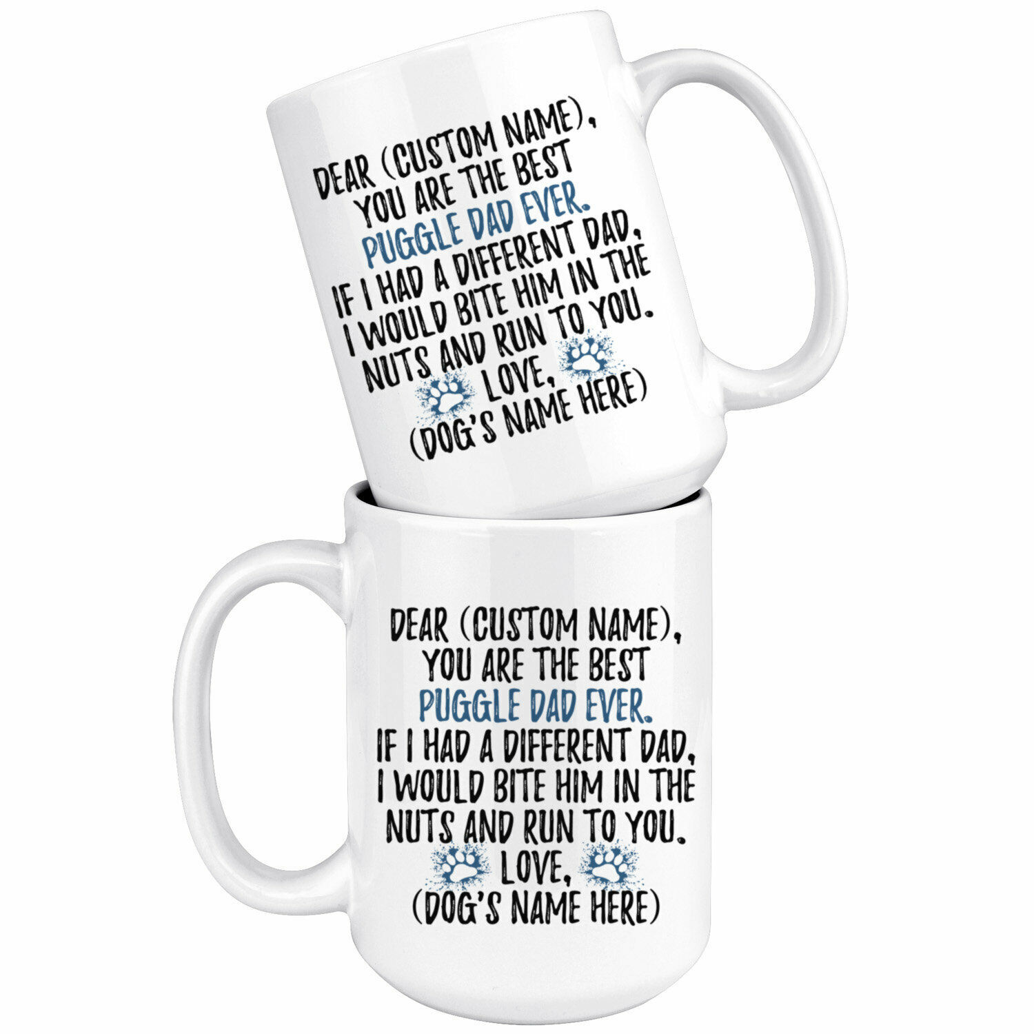 Personalized Puggle Dog Dad Daddy Coffee Mug, Pug Beagle Mix Owner Men ...