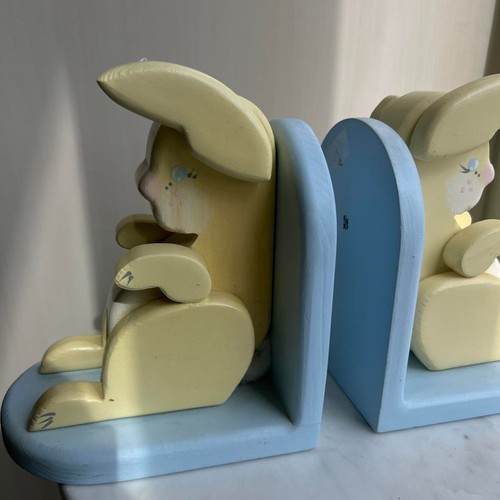 Vintage Handcrafted Wooden Bunny Bookends 🐰 for Nursery USA | eBay