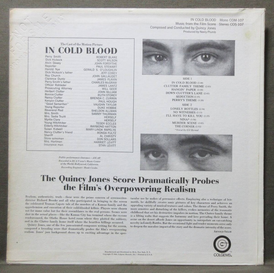 Quincy Jones Cold Blood OST LP Promo Deep Groove 1967 Used NM | eBay