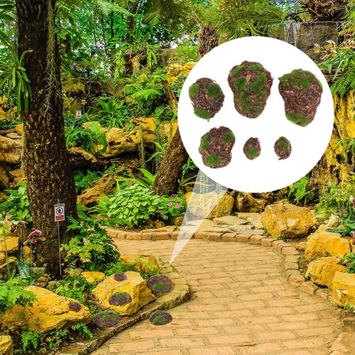 6PCS Simulated Moss Stone Decor Multiple Shape Flocking Moss Block ...