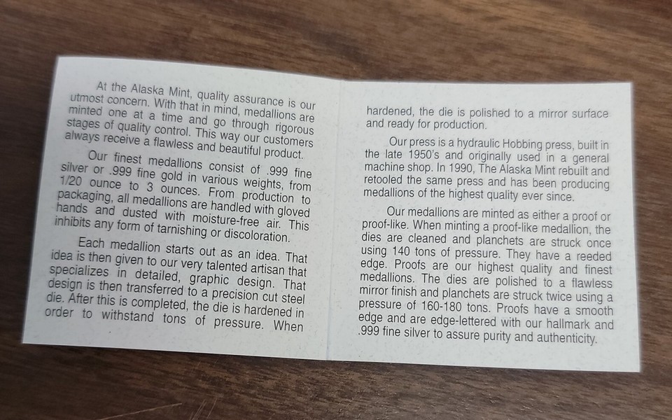 1 Oz .999 Silver Art Round - 2002 Alaska Mint - The Last Frontier | eBay