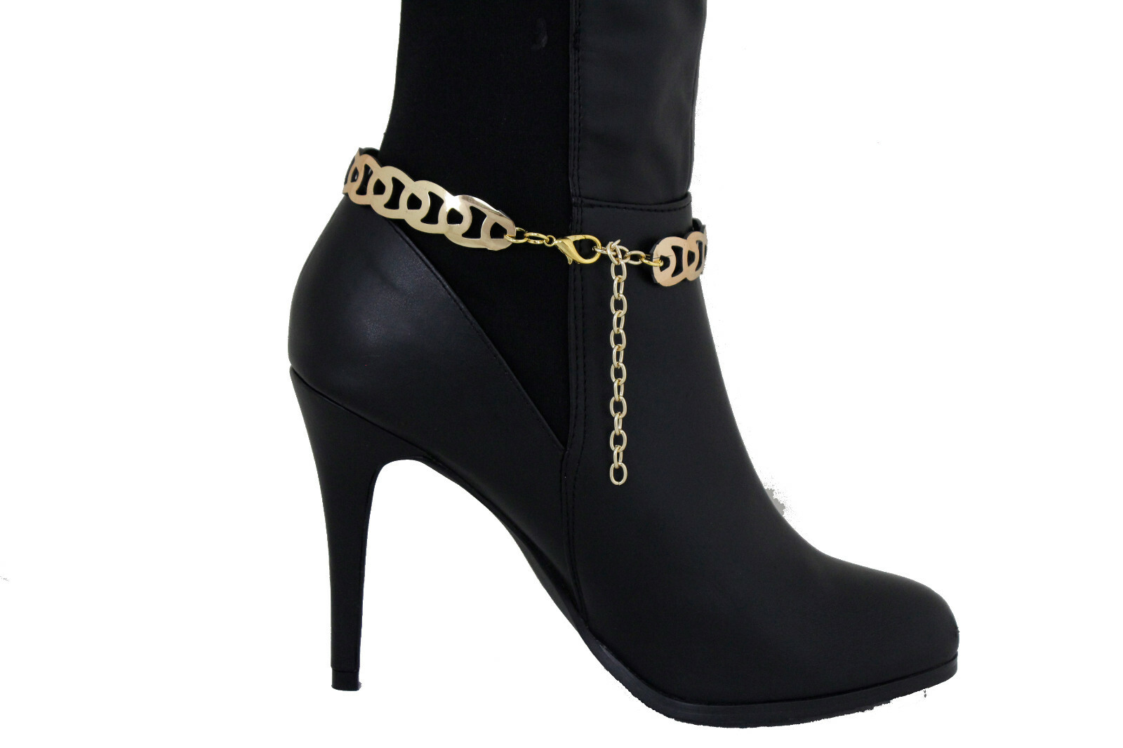 Women Gold Metal Chain Boot Bracelet Anklet Shoe Charm Jewelry Oval ...