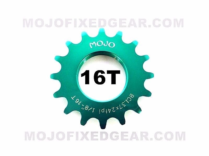 MOJO 16T FIXED GEAR COG - GREEN ANODIZED Cro-Mo TRACK 16 TOOTH 1/8 INCH ...