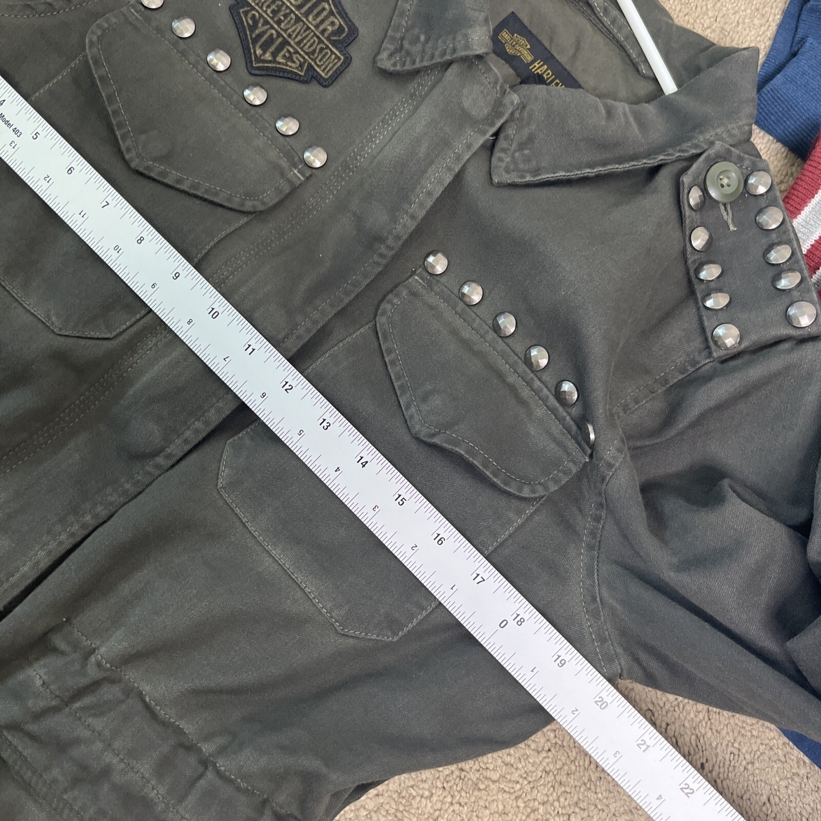 Harley Davidson Full Zip Army Green Canvas Jacket Men… - Gem