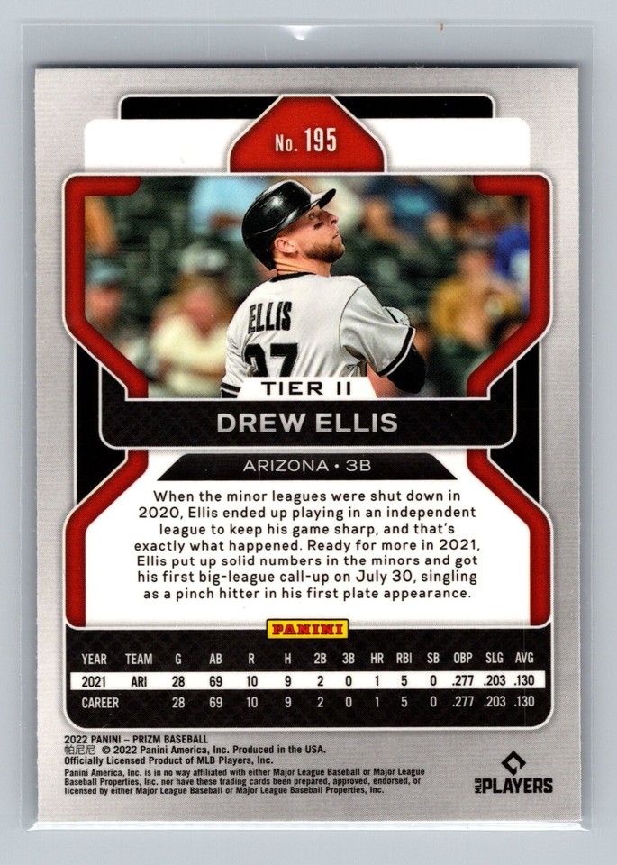 2022 Prizm Drew Ellis ROOKIE CARD TIER II #195 - Arizona Diamondbacks ...