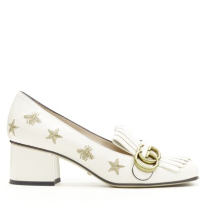 GUCCI Marmont Bee Star white gold embroidery fringe block GUCCI Marmont Bee Star white gold embroidery fringe block
