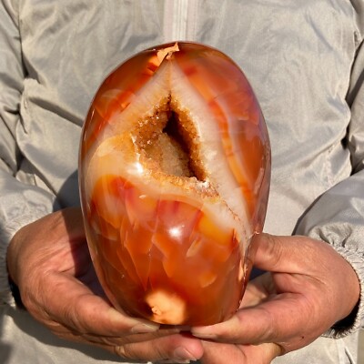 4.41LB Rare Natural Red Agate Geode Carnelian Crystal Mineral Specimen ...