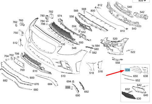 NEW MERCEDES-BENZ C W205 FRONT BUMPER LEFT LOWER GRILLE A2058857402 ...