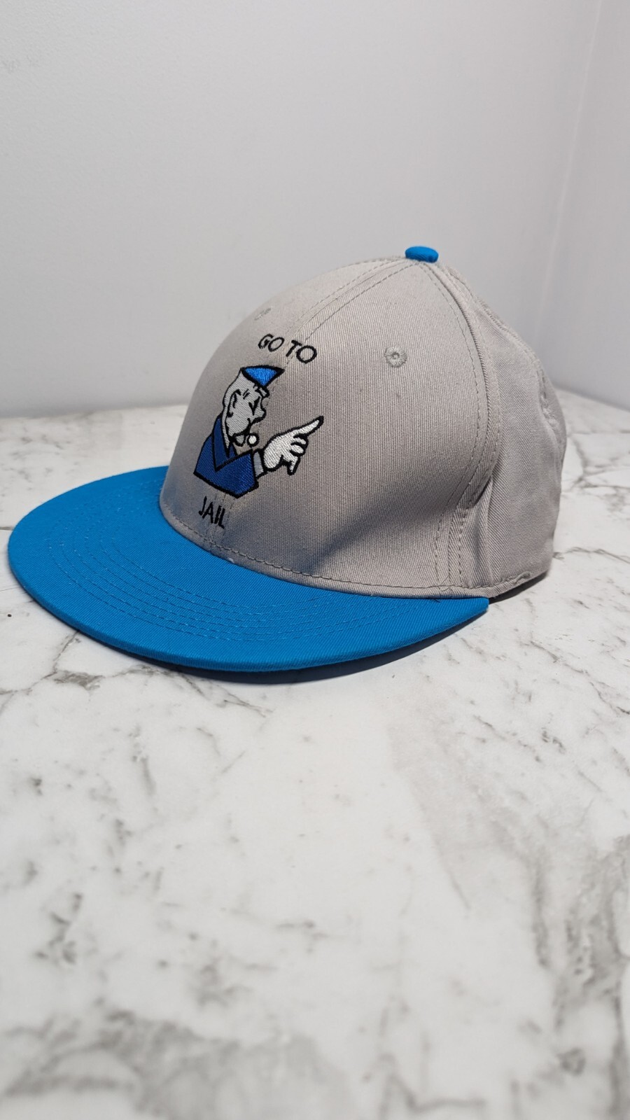 Monopoly Game "Go To Jail" Cap Hasbro Snapback Adjustable Blue & Grey ...