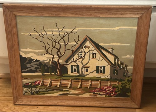 Pair Of Vintage Paint by Numbers Cape Cod House & Cowboy On Horse ...