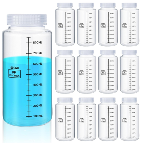 12 Pcs 32Oz 1000Ml Polypropylene Reagent Bottle Plastic Sample Bottles ...