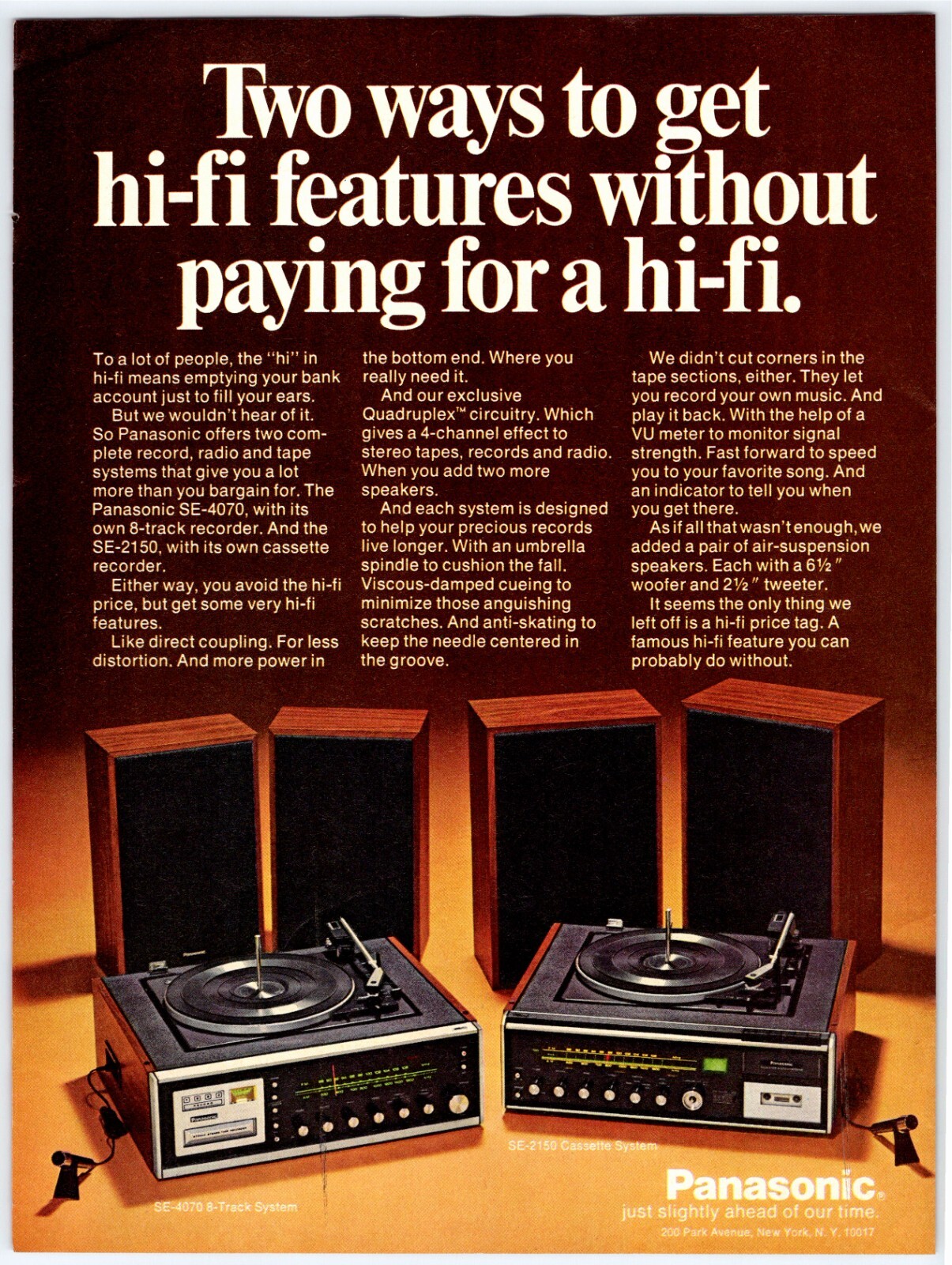 1973 PANASONIC STERO SOUND SYSTEM Vintage 8"X11" Magazine Ad 70's M366 ...