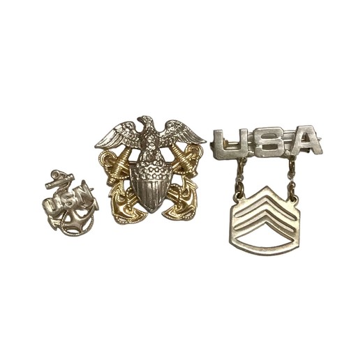 WWII Sterling Silver Gold Filled Navy Army Hat Lapel Pins Sweetheart ...