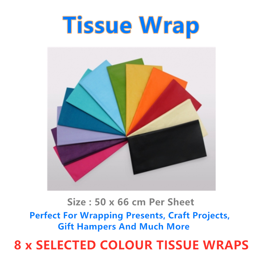 8x Large Coloured Tissue Gift Wrap Package Party Wedding Craft Favor ...