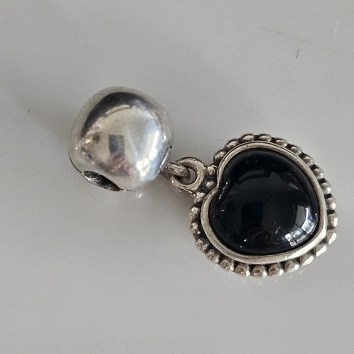 Pandora Black Onyx Mi Amor Silver Heart Clip Pendant Charm 791046 Free ...