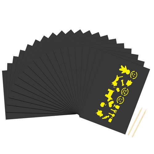 Scratch Art Paper Set Include 20Pcs Scratch Off Paper&Wooden Stylus ...