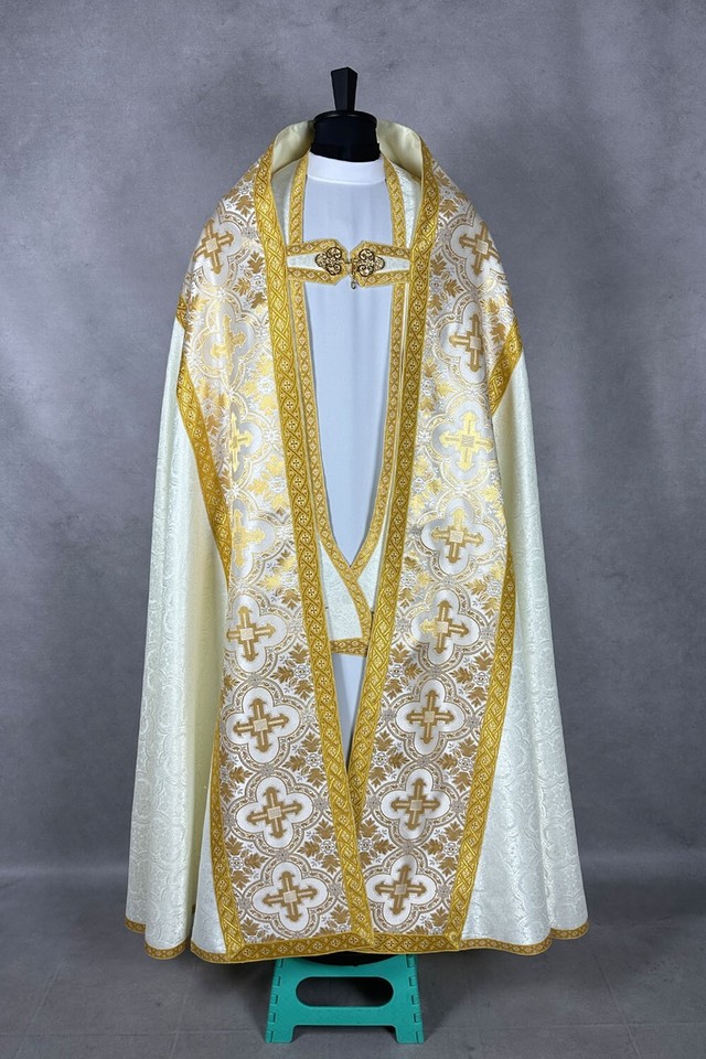 COPE roman style vestment, quality damask/ Brocade high quality orphrey ...