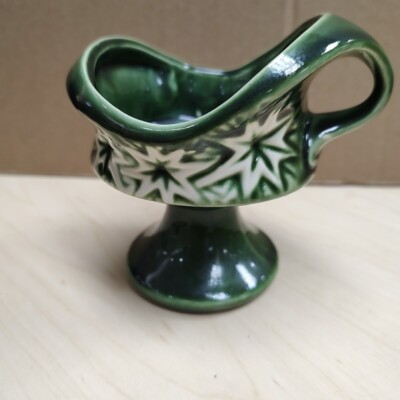 1968 McCoy USA Pottery MCP 20 Green Starburst Pattern Small Pedestal ...