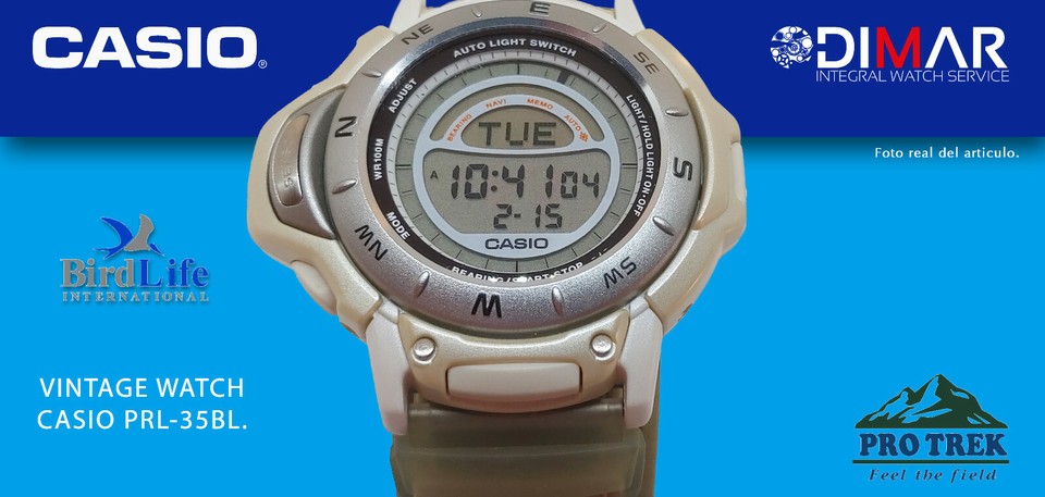 Vintage Watch Casio Protrek Ley Bird Life Prl-35Bl. Qw.1889.Japan Wr ...