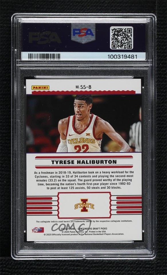 2020-21 Contenders Draft Picks Blue /99 Tyrese Haliburton PSA 9 MINT ...