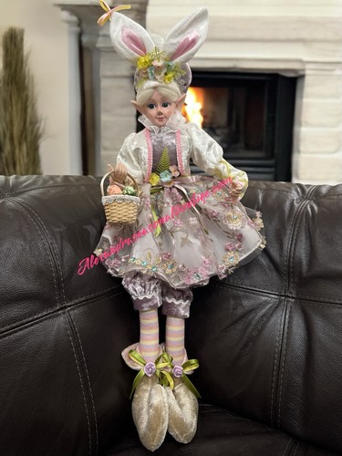 Cynthia Rowley Easter Elf Bunny Shelf Sitter Doll 28" Tabletop Spring ...