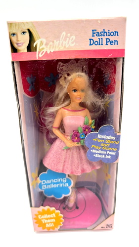 VINTAGE BARBIE FASHION DOLL PEN W/ STAND ROSE ART 5" MISP 2001 RARE | eBay