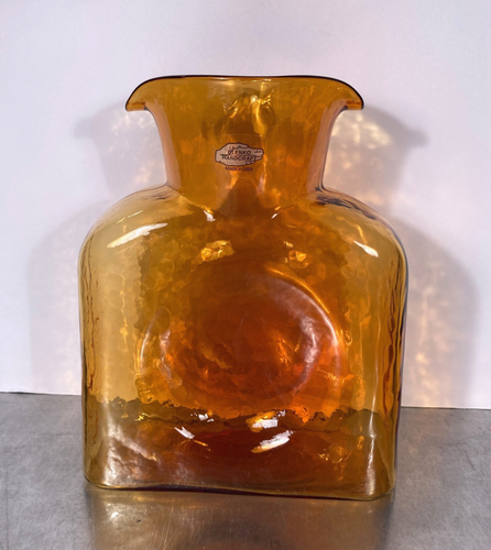 Blenko Glass Water Bottle Label Etched Blenko 2013 Hand | eBay