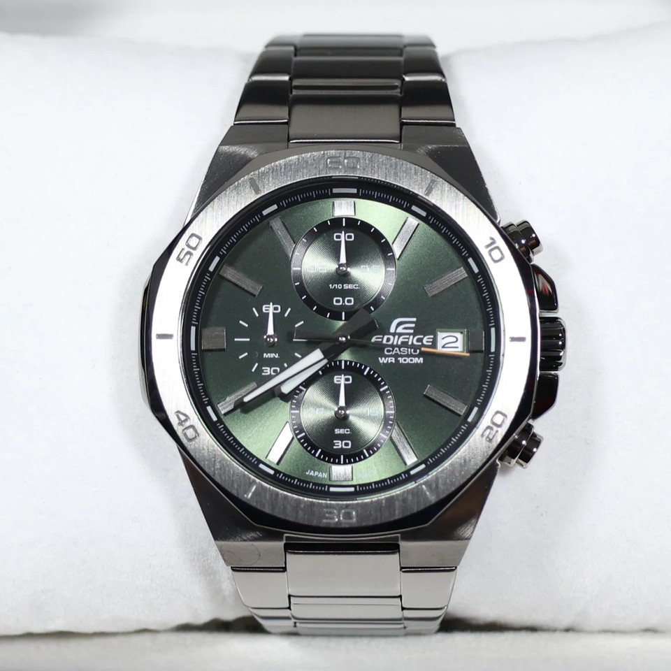 Casio Edifice Green Dial Men's Chronograph Watch EFV-640DC-3AVUEF | eBay