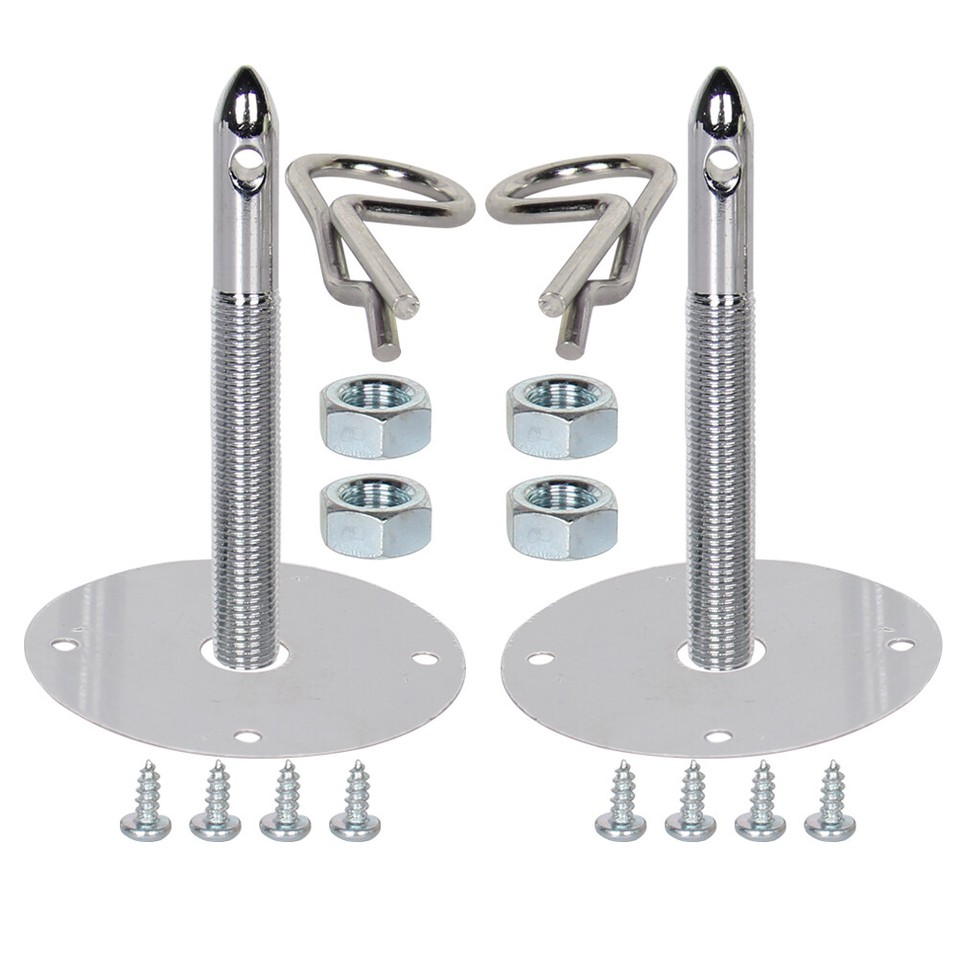 Chrome Mount Hood Pin Pins Plate Lock Clip Kit 1016 Stainless Steel ...