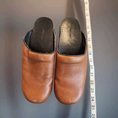 Lands End Women's Slip On Clogs Mules Sz 8D Brown Pleather Walking ...