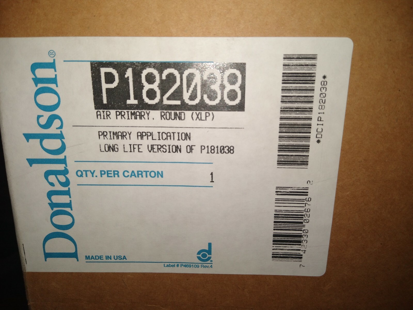 DONALDSON P181038 - Air filter cross reference