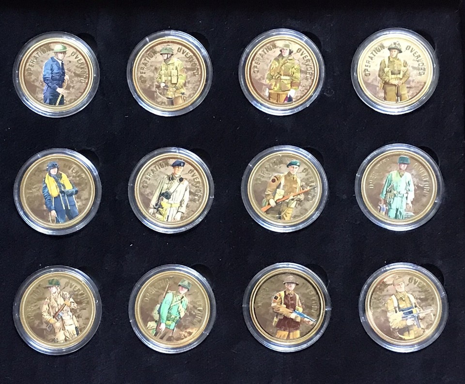1944 Operation Overlord ~ D-Day Forces 12x Gold-plated Coin Medal ...