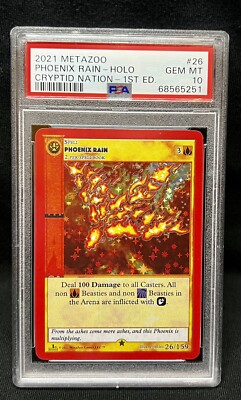 2021 MetaZoo Cryptid Nation Phoenix Rain Holo 1st Edition #26 PSA 10 ...