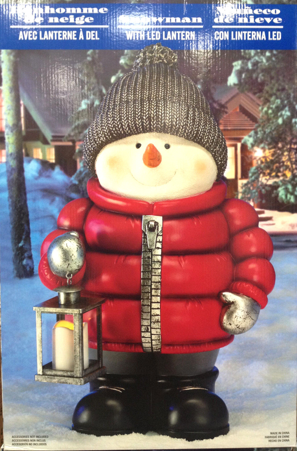 Christmas Standing Snowman 2ft with LED Lantern Outdoor Garden ...